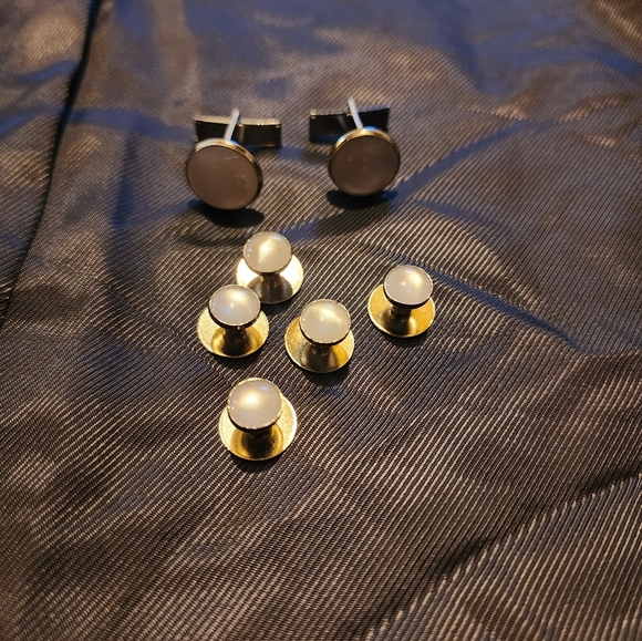 Accessories | White And Gold Cufflinks And Button Covers | Poshmark